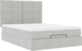 Osmanský rám postele s matracemi světle šedá 140x190cm samet 3313469