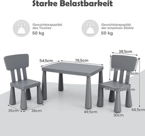 Costway 3 TLG. Dětská sedací sestava, dětský stůl s 2 židličkami, dětský nábytek