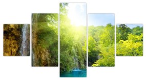 Obraz - vodopády v pralese (125x70 cm)