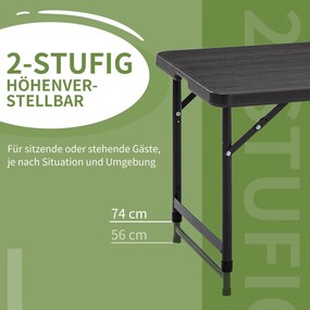 Skládací venkovní stůl Outsunny Plastový 118 x 60 x 74 cm, Odolný proti povětrnostním vlivům, Protiskluzový Bufetový stůl, Stanový stůl, Stůl na balk…