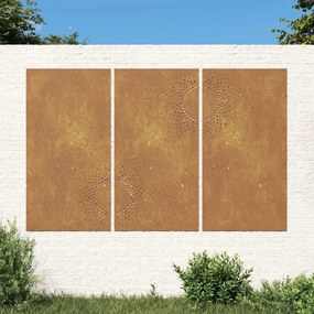 vidaXL Zahradní nástěnné dekorace 3 ks 105x55 cm cortenová ocel Slunce [824512]