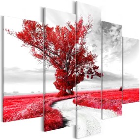 Obraz - Lone Tree (5 Parts) Red