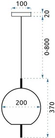 Toolight - skleněná závěsná stropní lampa APP669-1CP, zlatá, OSW-00094