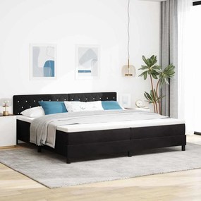 Postel s boxspringem s matrací s čelo Černá 200 x 200 cm samet 3339130