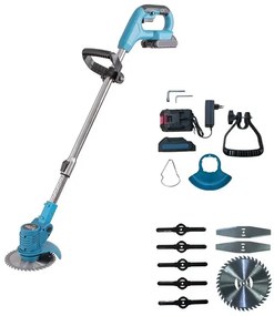 Kombinovaný Aku křovinořez M837 + 2x baterie + čepele + nože + kotouč
