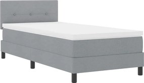 Postel s boxspringem s čelo Světle šedá 90 x 190 cm textil 3338650