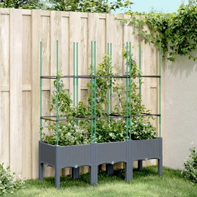 Zahradní truhlík s treláží šedý 120 x 40 x 142,5 cm PP