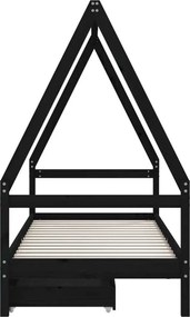 vidaXL Dětská postel se zásuvkami 90x190 cm masivní borové dřevo [834479] Barva: Černá
