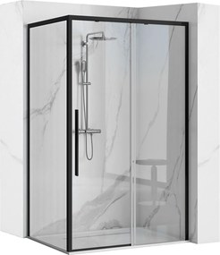 Sprchový kout REA SOLAR 90/zástěna x 120/dveře cm, černý matný/transparent - bez vaničky