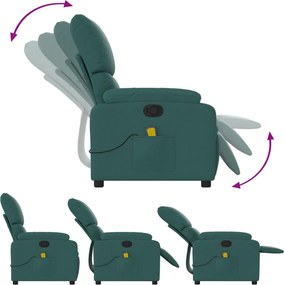 Masážní křeslo s polohovacím mechanismem, tmavě zelené, látkové 3206099