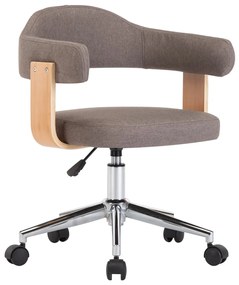 3054841 vidaXL Otočná kancelářská židle taupe ohýbané dřevo a textil