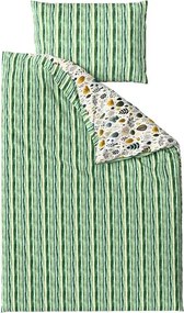 Sada krepového povlečení TREEVELLA POLY zelené + prostěradlo Jersey 180 x 200 cm bílé, dvoulůžko