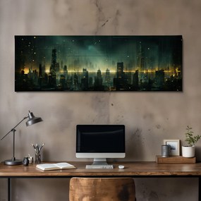 Obraz na plátně - Futuristické město - Cyberpunk FeelHappy.cz Velikost obrazu: 180 x 60 cm