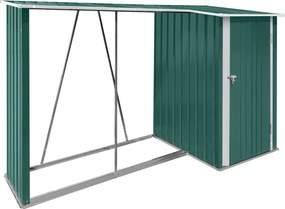 Přístřešek na dřevo s kůlnou, 270x104x159 cm, tmavě zelená, ARPOL TYP 2