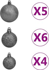vidaXL Umělý sklápěcí vánoční stromek se 150 LED a koulemi 150 cm [3210106] Barva: růžová zlatá