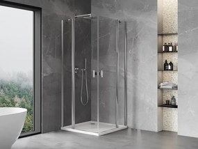 Mexen, Mexen Mist Duo výklopný sprchový kout 100 x 100 cm, průhledný, chrom - 8A4-100-100-01-00