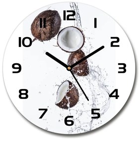 Wallmuralia Skleněné hodiny kulaté Kokos s vodou fi 30 cm