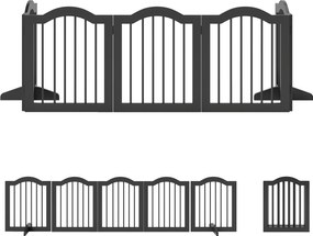 Bariérový plot pro psy Volně stojící ochranný plot s nožičkami, skládací plot pro psy, 5 panelů, 261,5 x 29,5 x 61 cm, černý