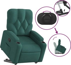 Zvedací polohovací křeslo tmavě zelené textil 3204716