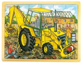 Bigjigs Toys Dřevěné puzzle bagr 24 dílků