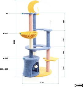 Škrabadlo pro kočky fudajo – 132 cm, modrá (64242)