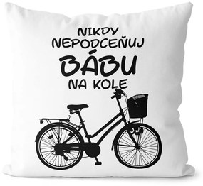 Polštářek Bába na kole (Velikost: 55 x 55 cm)