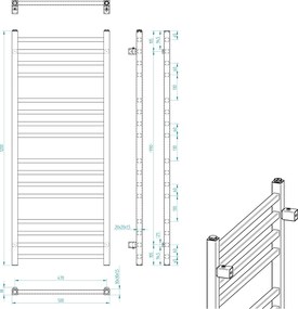 Sapho Sapho, MAKRO topné těleso 500x1200 mm, chrom, 0411-01