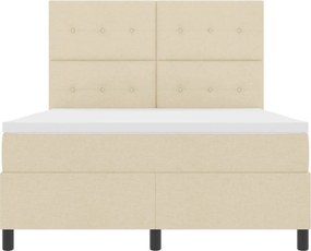 Postel s boxspringem s čelo Krémová 140 x 200 cm textil 3339397