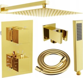Mexen Cube DR02 podomítkový sprchový set s dešťovou sprchou 30x30 cm (6v1), zlatá, 77502DR0230-50
