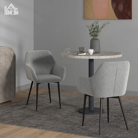 HOMCOM Set 2 čalouněných jídelních židlí v severském stylu, šedé židle do kuchyně s područkami a ocelovými nohami pro obývací pokoj, 54x57x80 cm, tma…