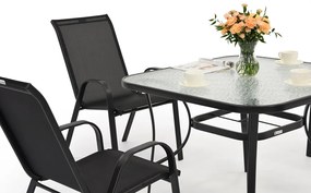 Kovový zahradní nábytek Modena pro 4 osoby se čtvercovým stolem Garden Point černý