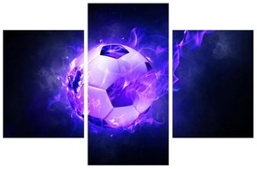 Obraz fotbalového míče v modrém ohni (90x60 cm)