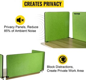 Desk Divider 152,4 cm Desk Privacy Panel, 3 Panel Privacy Akustický panel – Zelená