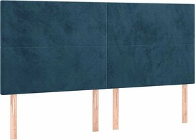 Box spring postel s matrací a LED tmavě modrá 160x200 cm samet 3136015