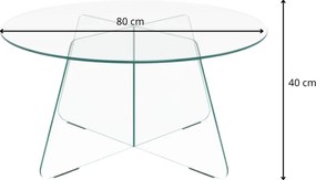 Skleněný konferenční stolek Samos 80 cm čirý