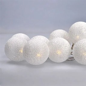 SOLIGHT LED řetěz vánoční koule bavlněné, 10LED, 1m, 2x AA, IP20