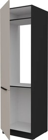 ARIA cb | vysoká skříňka 60 LO-210 2F na vestavnou lednici | 60 cm | ANTI FINGERPRINT povrch | černá/béžová