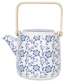 Porcelánová konvička na čaj s modrými květy – 20 cm / 800 ml