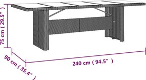 vidaXL 9dílný zahradní jídelní set s poduškami béžový polyratan [3277584]