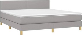 Box spring postel s matrací a LED světle šedá 160x200 cm textil 3133565