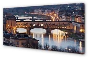 Obrazy na plátně Italy Bridges noc řeka 140x70 cm