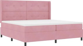 Postel s boxspringem s čelo Růžová 200 x 200 cm samet 3342031