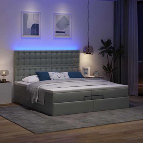 Osmanský rám postele s matrací tmavě šedý 200x200cm textil 3314198