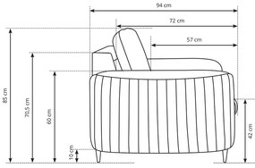 Křeslo LAREN | 100 cm | glamour styl | VÝBĚR LÁTEK