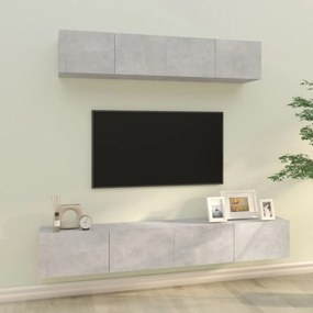 4dílný set TV skříněk betonově šedý kompozitní dřevo 3114537