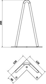 Sapho ODETTA 120x265x120 mm 30314  podpěrné nohy lakovaná ocel černá mat 2ks
