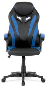 Herní židle, potah - modrá a černá ekokůže, houpací mechanismus - KA-Y209 BLUE