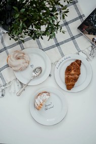 Bella Rose Dezertní talířek Dieta? Od zítra! 19 cm, bílá barva, zlatá barva, porcelán