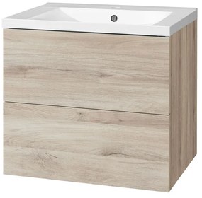 Mereo Mereo, Aira, koupelnová skříňka s umyvadlem z litého mramoru 61 cm, bílá, dub, šedá, CN720M
