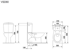 Mereo Mereo, WC kombi, spodní odpad s armaturou, VSD80 (H8602770007871)